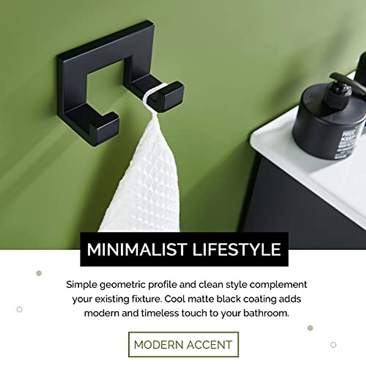 Angle Simple Double Towel Hook Matte Black, Stainless Steel Bath Towel Holder, Hand Towel Rack, Coat Clothes Purse Hanger, Bathroom Kitchen Double Hook for Wall