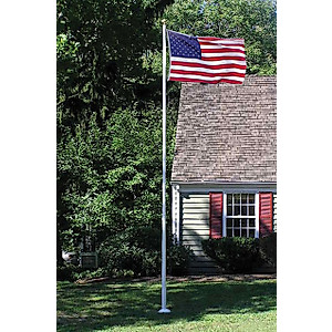 Annin Flagmakers American Flag White Gel-Coat Fiberglass Pole, Villager III Kit, 20 Feet (Model 395)