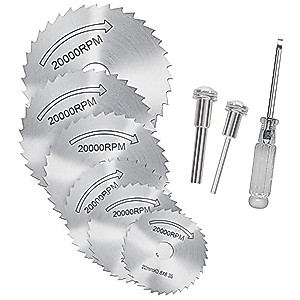 Cutting Wheel Set for Drills Rotary Tool, 8Pcs HSS Rotary Drill Saw Blades Steel Saw Disc Wheel Cutting Blades with 1/8" Straight Shank Mandrel, one Screwdriver(Power Tools are not Included)