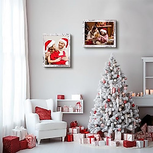 Frametory, 16x20 Poster Frame White Distressed Grain Style Frames for 16 by 20 Picture or Photo- Wide Moulding Design with Real Glass - Wall Display Hanging(2 Pack)