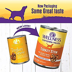 Wellness Thick & Chunky Natural Canned Dog Food, Turkey Stew, 12.5-Ounce Can (Pack of 12)
