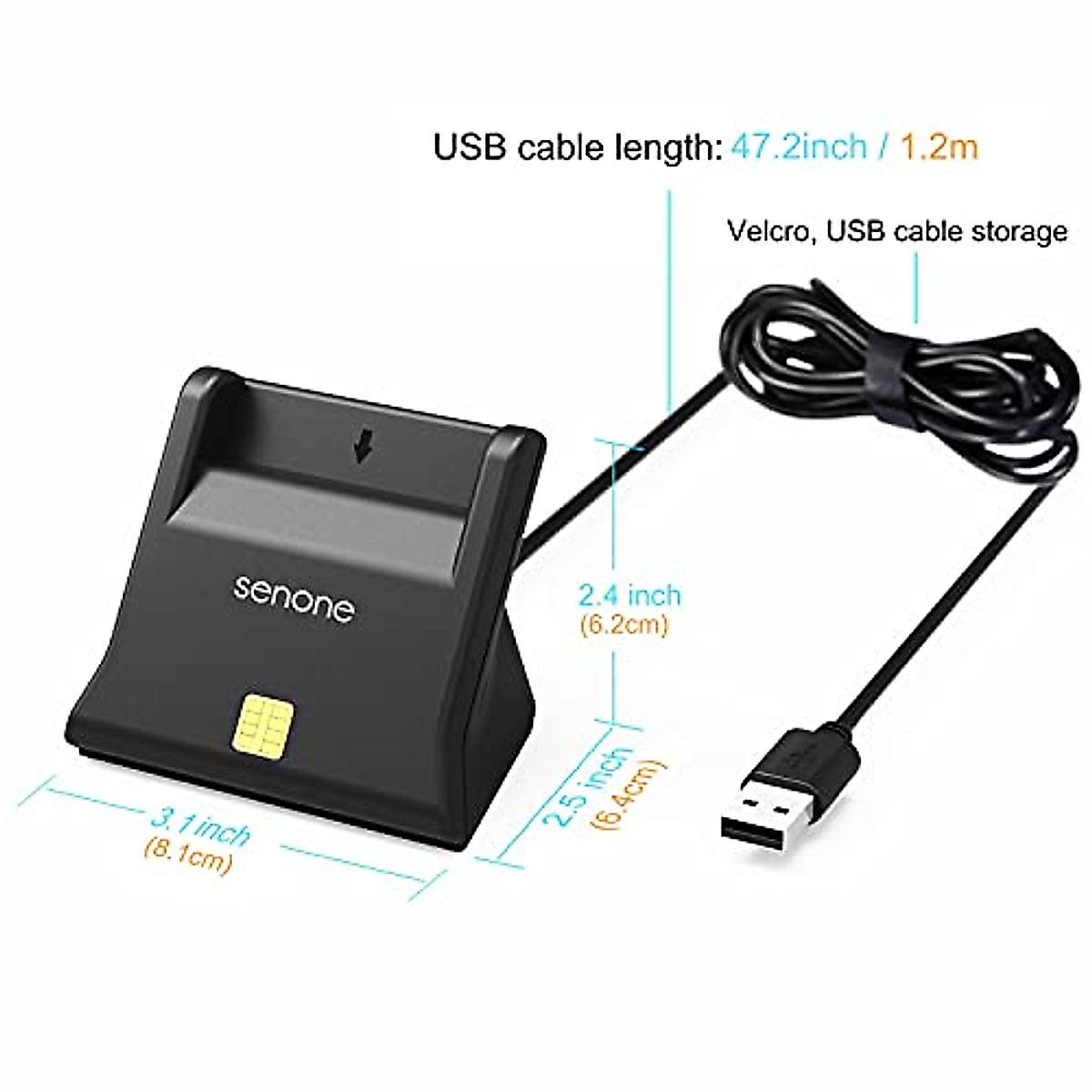 DOD Military USB Common Access CAC Smart Card Reader, Suitable for Military ID Card/IC Bank Chip Card Reader, Compatible with Windows, Mac OS and Linux.