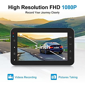 Dash Cam AQV,3 inch Car Camera,Dash Cam Front 1080P FHD,170° Wide Angle,G-Sensor, Loop Recording, Parking Monitor, Motion Detection, WDR