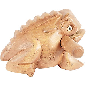 GPCT [Wooden Frog Croak Guiro Toy. 4 Inch Medium Size, Sophisticated Craftsmanship, Croaking [Loud Sound] Frog Percussion Instrument- (Mango Wood)