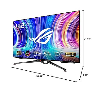 ASUS ROG Swift 41.5” 4K OLED Gaming Monitor (PG42UQ) - UHD (3840 x 2160), 138Hz, 0.1ms, HDMI2.1, True 10 bit, DCI-P3 98%, G-SYNC Compatible, DisplayPort, USB, Console Ready, Remote Control, Anti-Glare