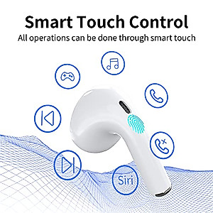 Mini Wireless Earbuds White Bluetooth Earbuds Built-in Mic IPX5 Waterproof Immersive Sound Cordless Earbuds Fast Charge Single/Twin Mode Unisex White Bluetooth Earbuds for Work,Office,Sport