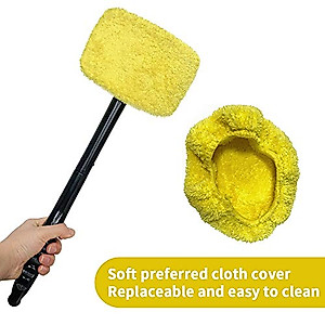 Car Window Cleaner - Windshield Cleaner, Auto Window Cleaner, Windshield Cleaning Tool Set, Window Cleanser with Detachable Handle Pivoting Head Microfiber Cloths and Spray Bottle for Auto Windshield Wiper