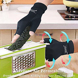 2 Pairs Copper Arthritis Gloves for Women, Compression Gloves for Men for Pain, Fingerless Hand Gloves for Carpal Tunnel, Crochet, Relieve Pain, Swelling, Support Wrist and Joint, Typing (Medium)