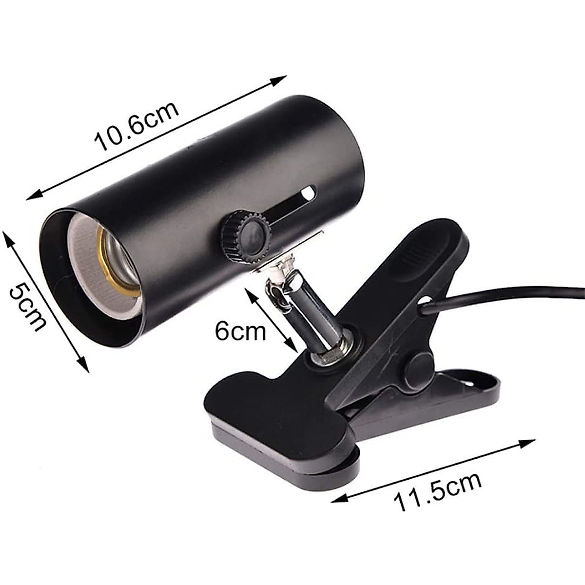 Short Clamp Light Fixture for Reptile, 110V E27 Ceramic Clamp Lamp Holder Stand with Switch, Adjustable Habitat Lighting & Heat Lamps Holder Stand for Pet Heat Bulbs Lamps Use, Black