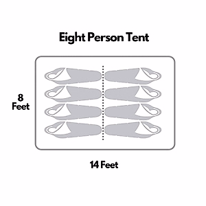 Outbound 8 Person 3 Season Lightweight Easy Set Up Dome Camping Tent with Room Divider, Heavy Duty Rainfly, Tent Stakes, and Carrying Bag, Red/Gray