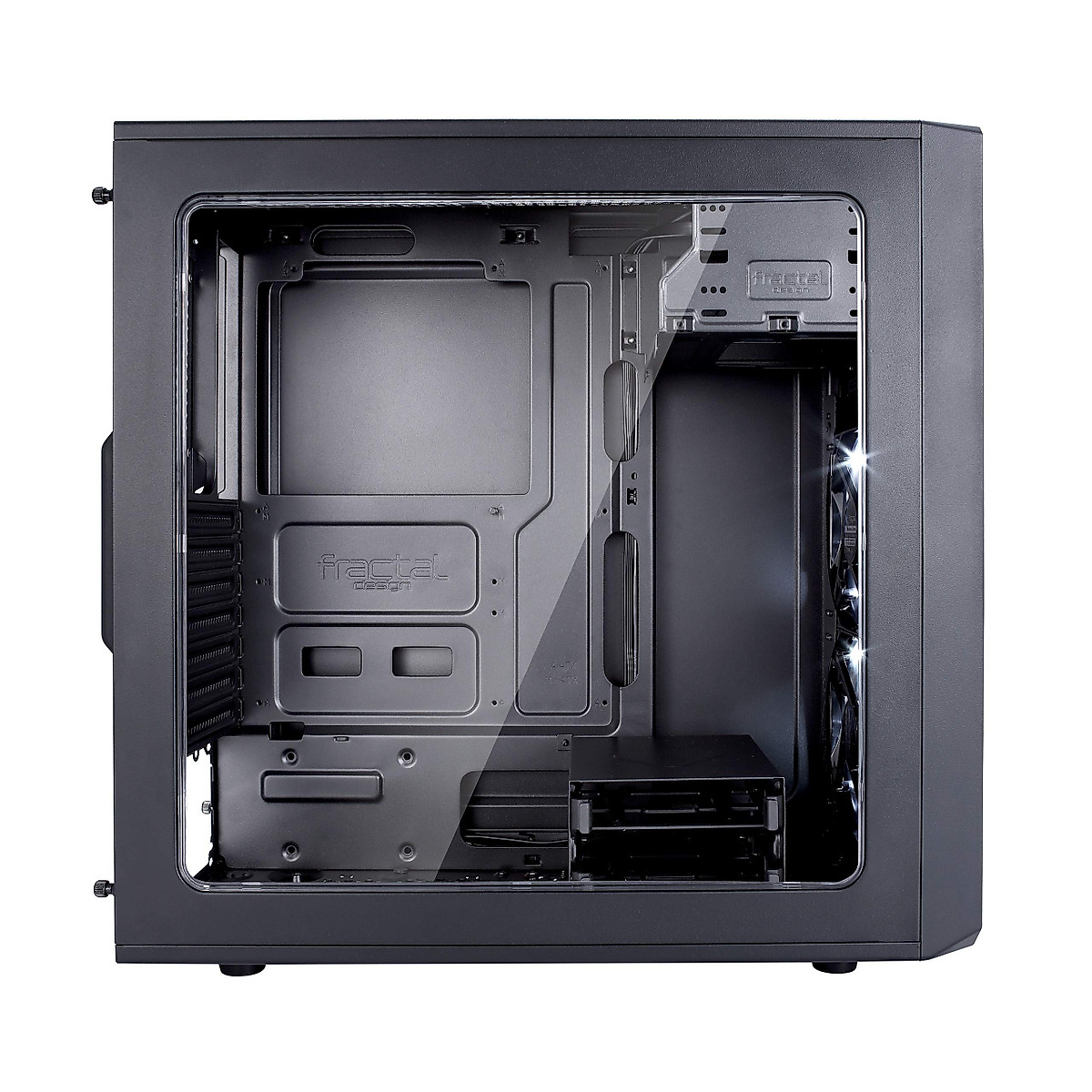 Fractal Design Focus G - Mid Tower Computer Case - ATX - High Airflow - 2X Fractal Design Silent LL Series 120mm White LED Fans Included - USB 3.0 - Window Side Panel - Black