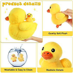 Kasyat 6 Pieces 13.7 Inches Duck Stuffed Animals Plush Duck with 5 Little Plush Ducks Play Set Duck Stuffed Animals Stuffed Duck Plush Duck Plushies with Zipper Pouch Ducky Animal Dolls