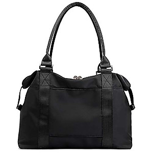 Forestfish Duffle Tote Bag Weekender Bags For Women Travel With Trolley Sleeve, Black medium,large