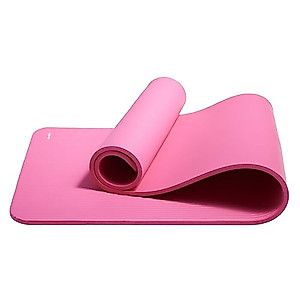 Amazon Basics Extra Thick Exercise Yoga Gym Floor Mat with Carrying Strap, 74 x 24 x .5 Inches, Pink