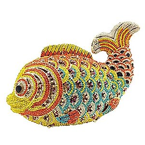 DEBIMY Cute Mini Fish Evening Clutch Glittering Rhinestones Crystal Purse Ladies Party Wedding Cocktail Evening Bag Handbag, Colorful