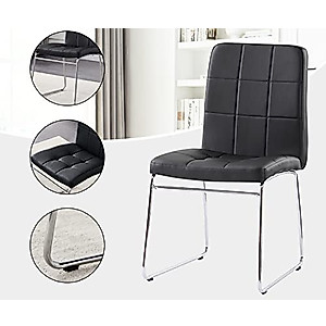 Black Dining Chairs Set of 2 - Sturdy, Fashionable & Multi-Purpose Upholstered Dining Chairs for Dining Room & Kitchen - Easy to Assemble & Clean with Non-Slip Pads by Chrome Alloy Legs