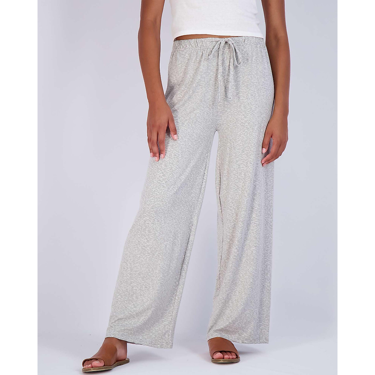 Real Essentials 3 Pack Soft Palazzo Pajama Pants for Women, Wide Leg Comfortable Casual Lounge Yoga Bottoms, Multicolor, Set 7, X-Large