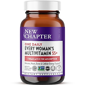 New Chapter Women's Multivitamin 50 plus for Cellular Energy, Heart & Immune Support with 20+ Nutrients + Astaxanthin - Every Woman's One Daily 55+, Gentle on The Stomach, 72 Count