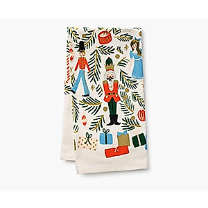 RIFLE PAPER CO. Christmas Tree Tea Towel, 28" L x 21" W, Introduce Holiday Spirit into Your Kitchen with Vibrant Screen Printed Festive Towels, Added Loop, Made from Cotton