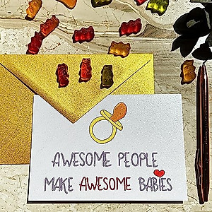 Awesome People Make Awesome Babies Cute and Sweet Congratulations Card - Funny Unique Handmade New Baby Card for New Mom Dad, Baby Shower Congrats Gift