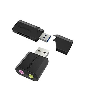 Sabrent SuperSpeed 2-Slot USB 3.0 Flash Memory Card Reader + USB External Stereo Sound Adapter for Windows and Mac.