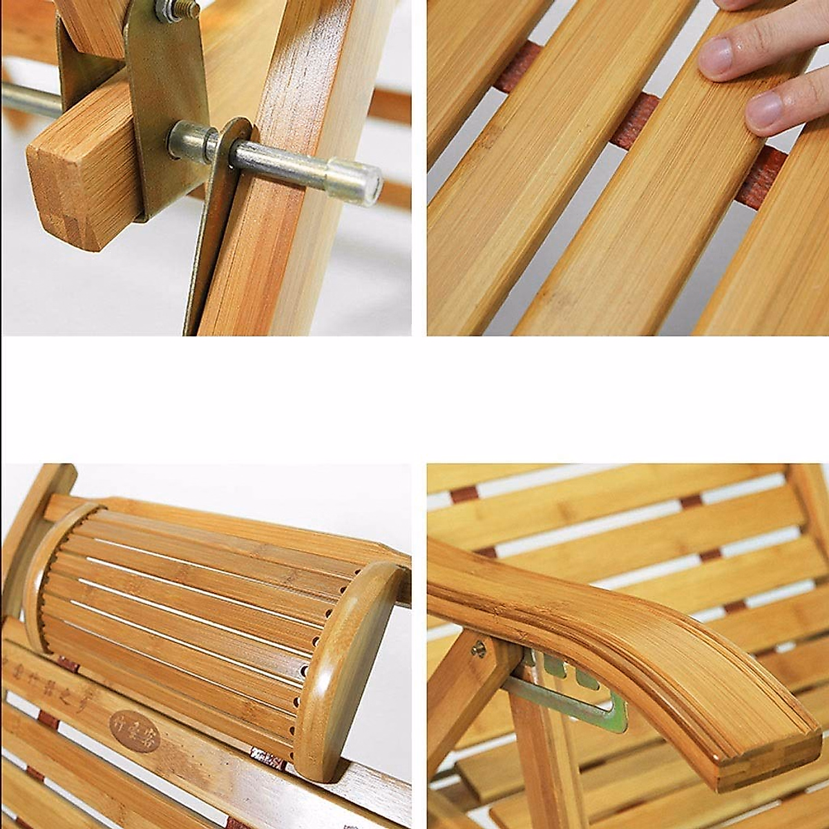 Sun Lounger Garden Chairs Balcony Recliner, Bamboo with Telescopic Foot Pedal Deck Chair Sun Lounger Outdoor Garden Patio Gravity Reclining Chair (Size, Bamboo 4.5cm),Bamboo 4.5cm