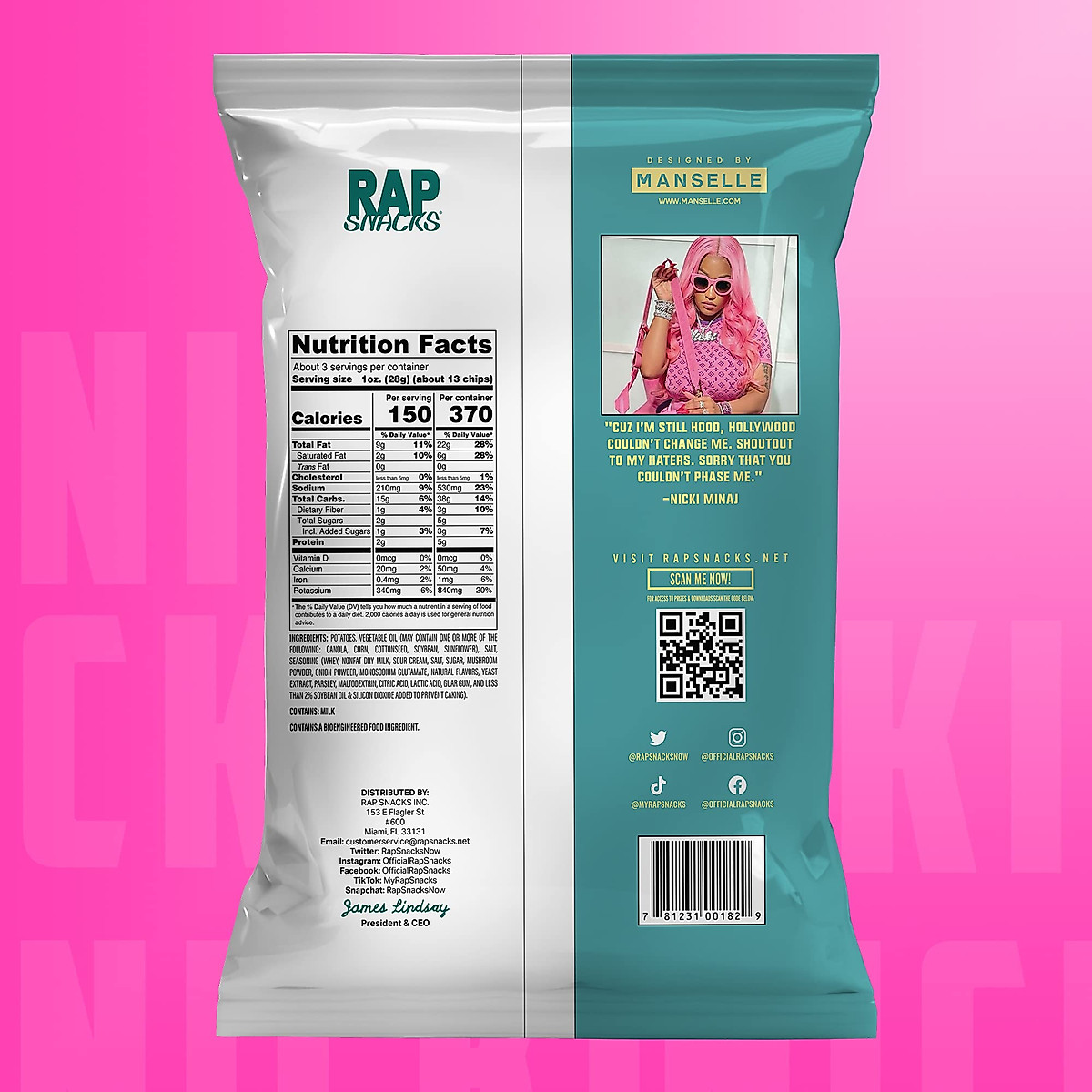 Rap Snacks Nicki Minaj Sour Cream Ranch Truffle Chips -Pack of 6