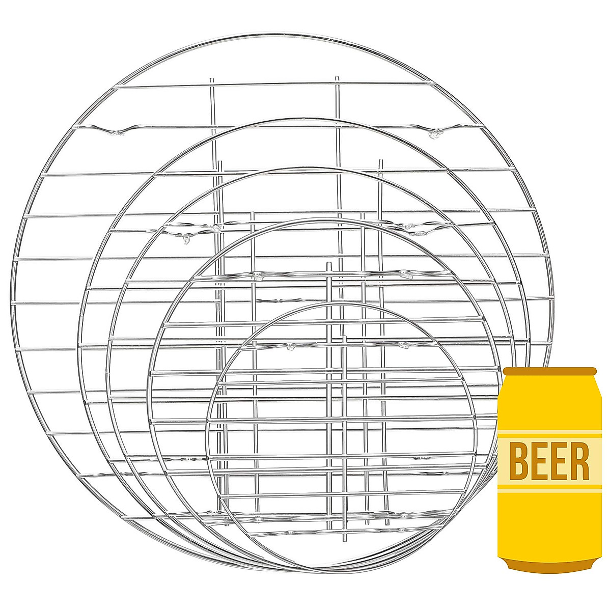 5 Pieces Round Cooling Rack Circular Wire Rack 12/10 / 9/7 / 6 Stainless Steel Round Baking and Cooling Steaming Cake Rack