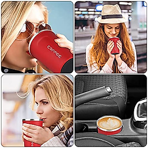 12 oz Stainless Steel Vacuum Insulated Tumbler - Coffee Travel Mug Spill Proof with Lid - Thermos Cup for Keep Hot/Ice Coffee,Tea and Beer （Red）
