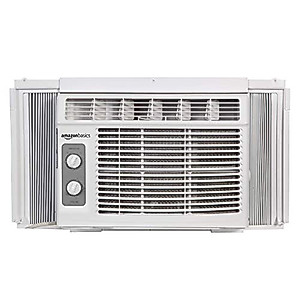 Amazon Basics Window Mounted Air Conditioner with Mechanical Control Cools 150 Square Feet, 5000 BTU, AC Unit, White