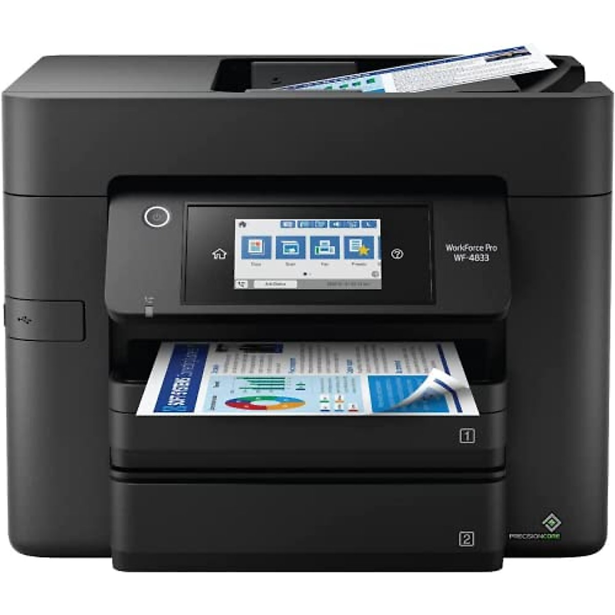 EpsonWorkforce Pro WF-4833 Color Inkjet Printer - Wireless All-in-One, Print, Scan, Copy, Fax - Ethernet, 25ppm, Auto 2-Sided Printing, 50-Sheet ADF - High Productivity Quality, Nowco Cloth