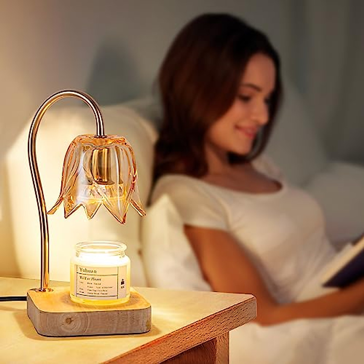 Candle Warmer Lamp with Timer, Dimmable Candle Lamp Warmer with 2 Wax Warmer Bulbs, Candle Warming Lamp for Jar Candles & Wax Melt, Cozy Candle Warmer Light for Home Decor, Birthday Gifts for Women.