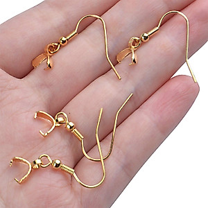 50pcs Stainless Steel Earring Hooks Hypoallergenic French Wire Earring Ball Hooks with Pendant Clasp for Crafts DIY Jewelry Making