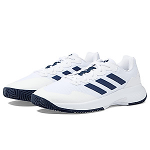 adidas Men's GameCourt 2 Tennis Shoe, White/Team Navy Blue/White, 9