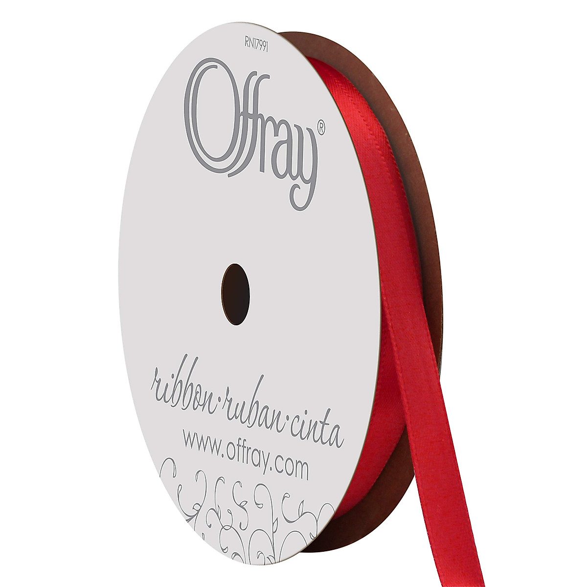 Berwick 062029 1/4" Wide Single Face Satin Ribbon, Red, 6 Yds