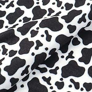 David accessories Double Brushed Poly Knit Fabric Fruit Cow Pattern Printing Fabric 4 Way Stretch Spandex Knitting Fabric DBP Fabric by The Yard for Clothes Dress (Cow Pattern)