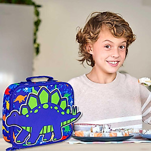 UFNDC 3PCS Dinosaur Backpack for Boys, 16”Kids Bookbag with Lunch Box, School Bag for Elementary Toddler