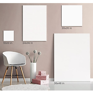 ARTEZA Stretched Canvas, 10 x 10 Inches, Pack of 8, Blank White Square Canvas for Painting for Acrylic, Oil and Gouache Paints