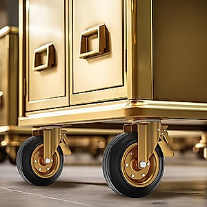 OVLLAN 8 Inch Caster Wheels, Casters Set of 4 Heavy Duty - Swivel Locking Heavy Duty Casters, Industrial Casters with Brake, Rubber Castor Wheels for Cart Dolly Workbench, Total Capacity 3400 lbs