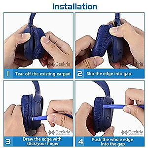 Geekria QuickFit Leatherette Replacement Ear Pads for JBL JR300, JR300BT, T450BT, T500BT, Tune 500, Tune 500BT, Tune 510BT, Tune 600BTNC Headphones Ear Cushions, Headset Earpads (Blue)