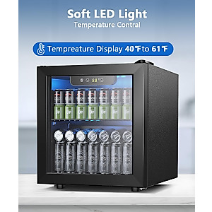 Joy Pebble Beverage Refrigerator Cooler 1.3 Cu.Ft, 12 Bottle 55 Can - Mini Fridge with Glass Door for Beer Drinks Wines,Freestanding beverage fridge with Adjustable Shelving