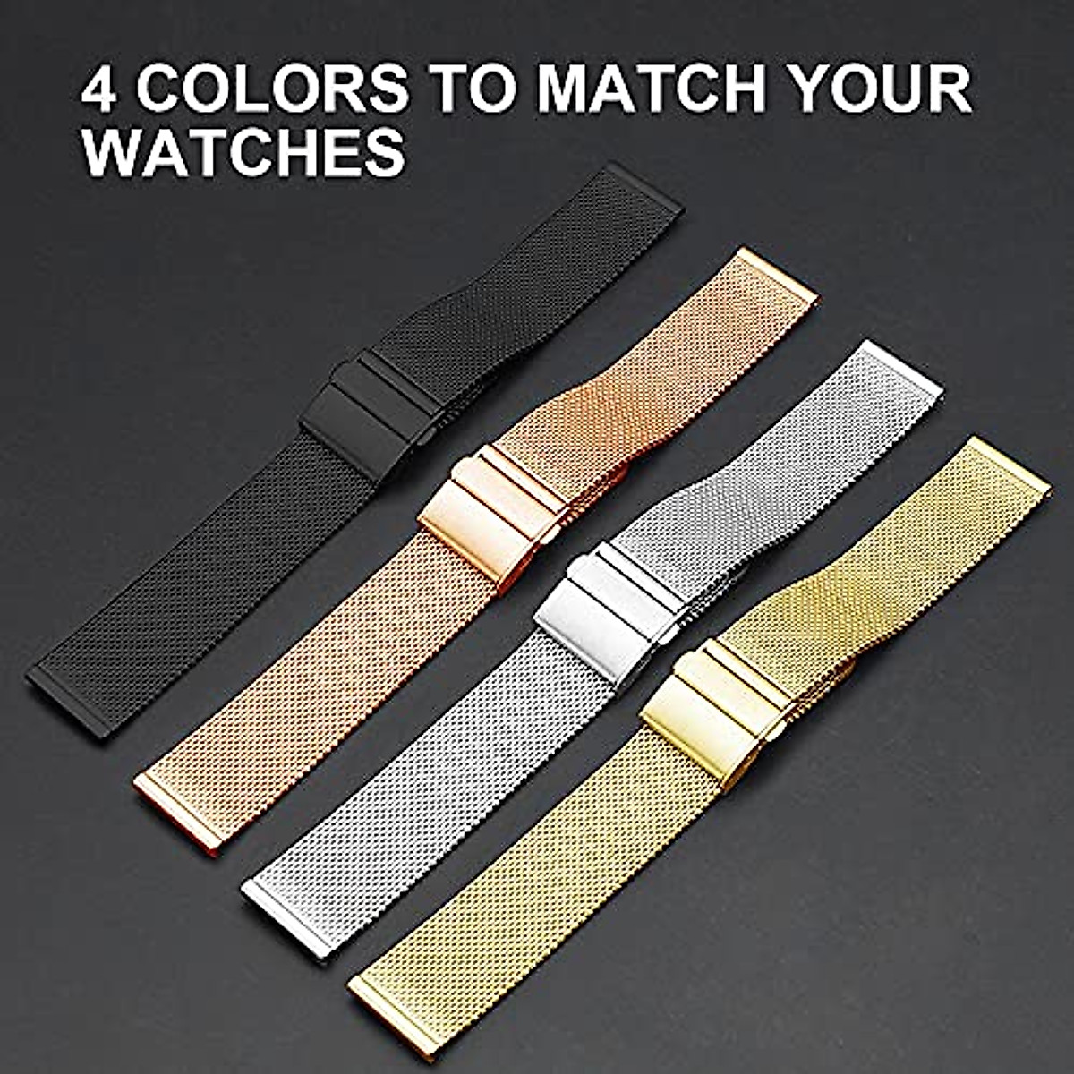 smaate Watch Band Compatible with P22 Donerton, Popglory, CanMixs 1.4inch; Motast Mugu Chalyh P36A P36B, AGPTEK LW31 1.69inch Smartwatch, 20mm Mesh Milanese strap, Safety Clasp, Silver