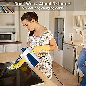 FFDDY MS69 Steam Cleaner, Handheld Multi Purpose High Pressure Chemical Free Steamer 350ML Big Tank Size, Cleaning for Home/Toilet/Bathroom/Auto/Patio/Grout, Blue