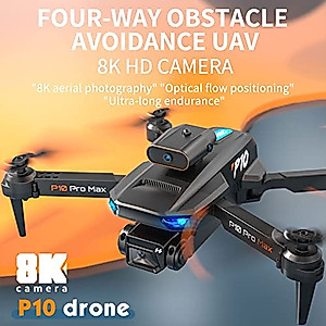 Dual HD Camera Drone, 360 Degree Intelligent Obstacle Avoidance Drone Dual Lens Aerial Photography Quadcopter Remote Control Aircraft Drone, Christmas Birthday Gifts (Black)