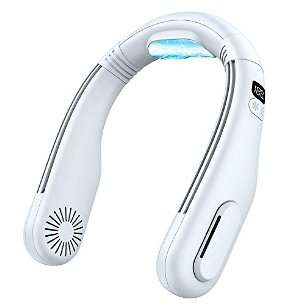 Portable Neck Fan,Hands Free Bladeless Neck Fan Semiconductor Chip Cooling Fan,5200mAh battery capacity,3 Speed Mode,LED Display for Travel,Outdoor,Home