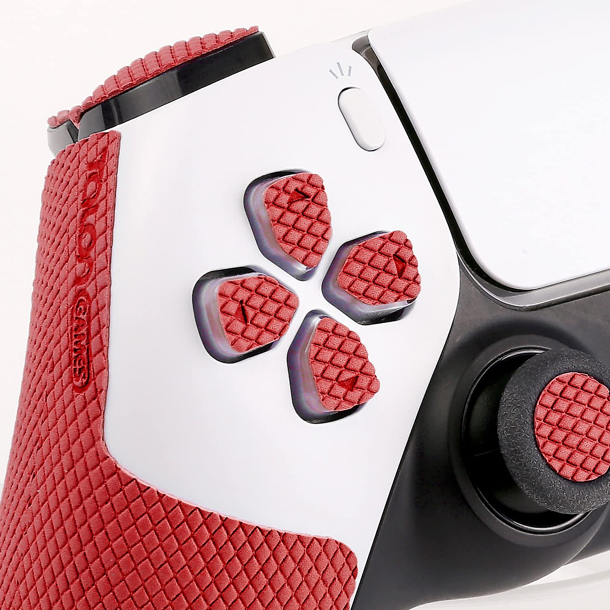TALONGAMES Controller Grips Compatible with Playstation 5 DualSense, Anti-Slip, Sweat-Absorbent, Textured Skin kit, for PS5 Controllers Handle Grips, Buttons, Triggers, D-pad (Pro Version - Red)