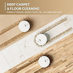 mollie Robot Vacuum Cleaner, Tangle-Free Suction, Auto Self-Charging Robotic Vacuum Cleaner Ideal for Low Carpet Pet Hair Hard Floors, White