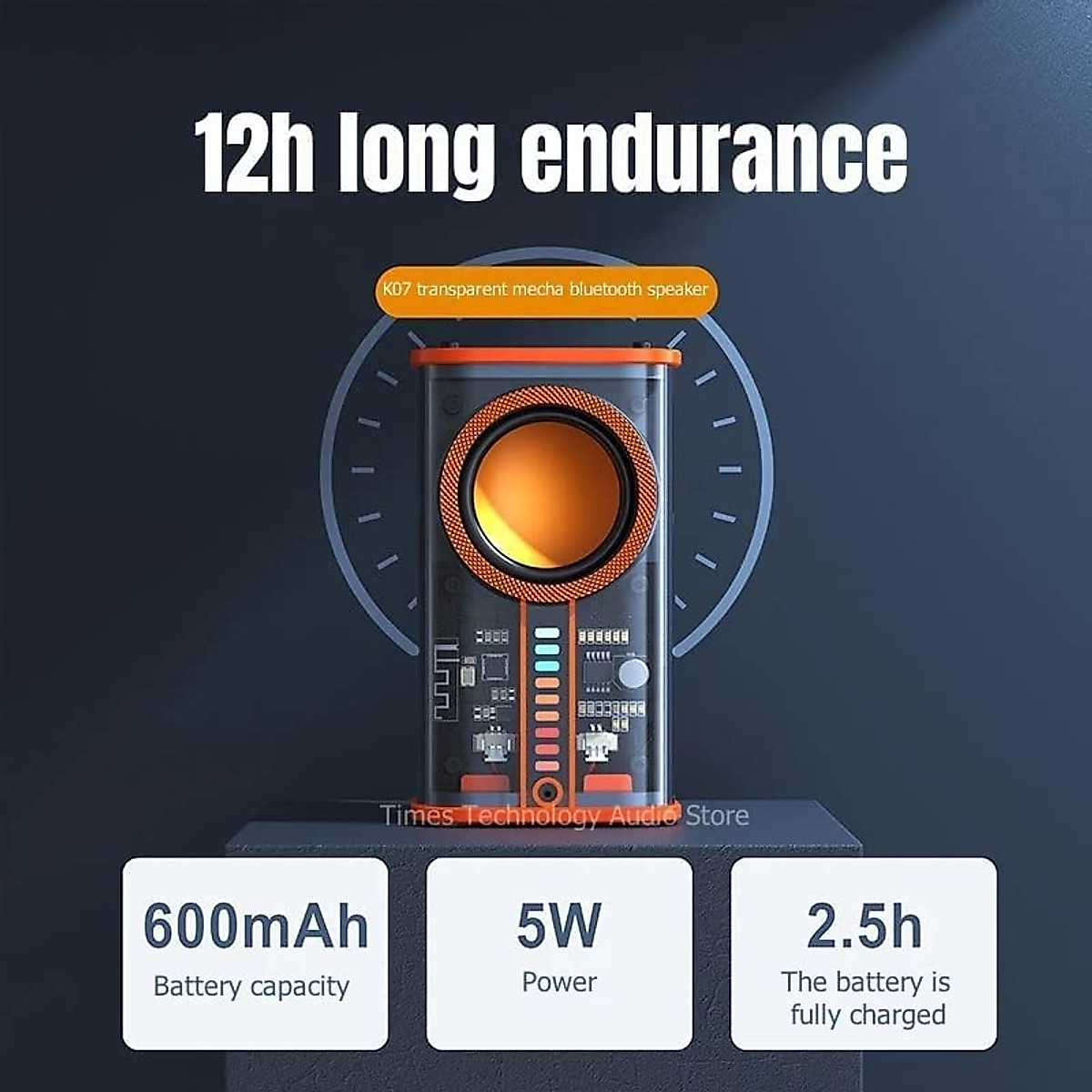 Learoin 2023 Tokyo Transparent Mecha Wireless Bluetooth Speaker -【New Version】 Portable Bluetooth Speaker, 3 LED Light Patterns & Stereo Sound, Loud 360° Hd Surround Sound for Party Beach Camping