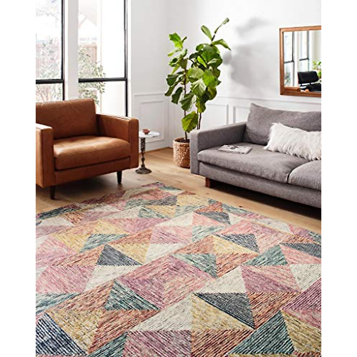 Loloi II Spectrum Collection SPE-01 Silver/Fiesta, Contemporary 7'-9" x 9'-9" Area Rug