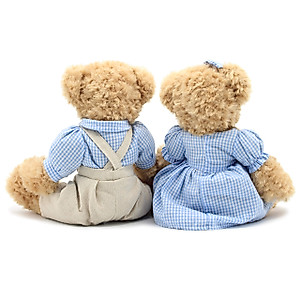 oits cute 2-Pack Teddy Bear,Cute Stuffed Animal,Couple Gift Soft Plush Toy 11inch (Blue Plaid Clothes)